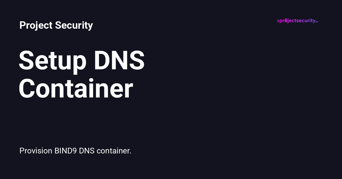 Setup DNS Container - Project Security